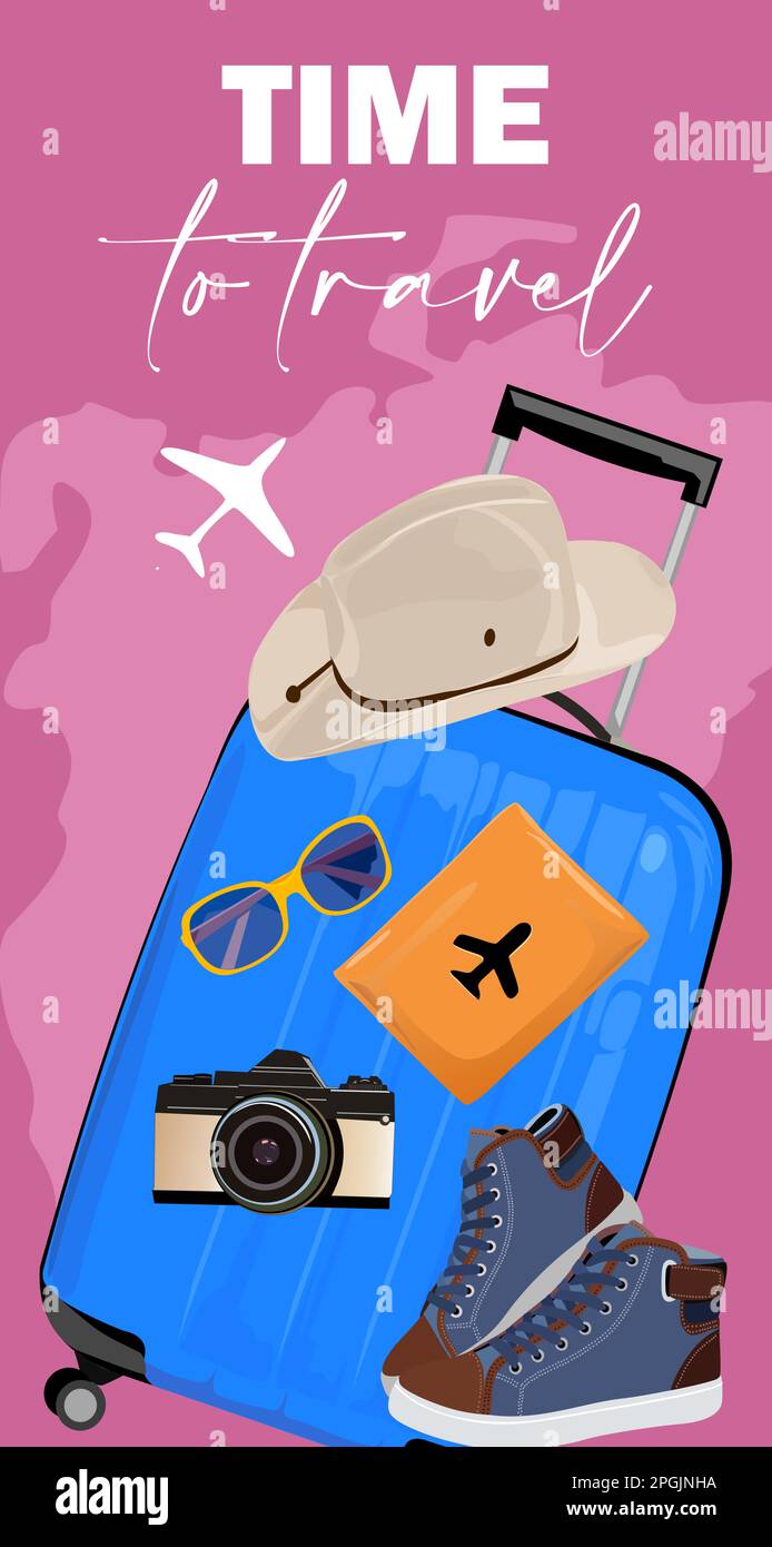Banner with traveling and tourism elements vector Stock Vector Image ...