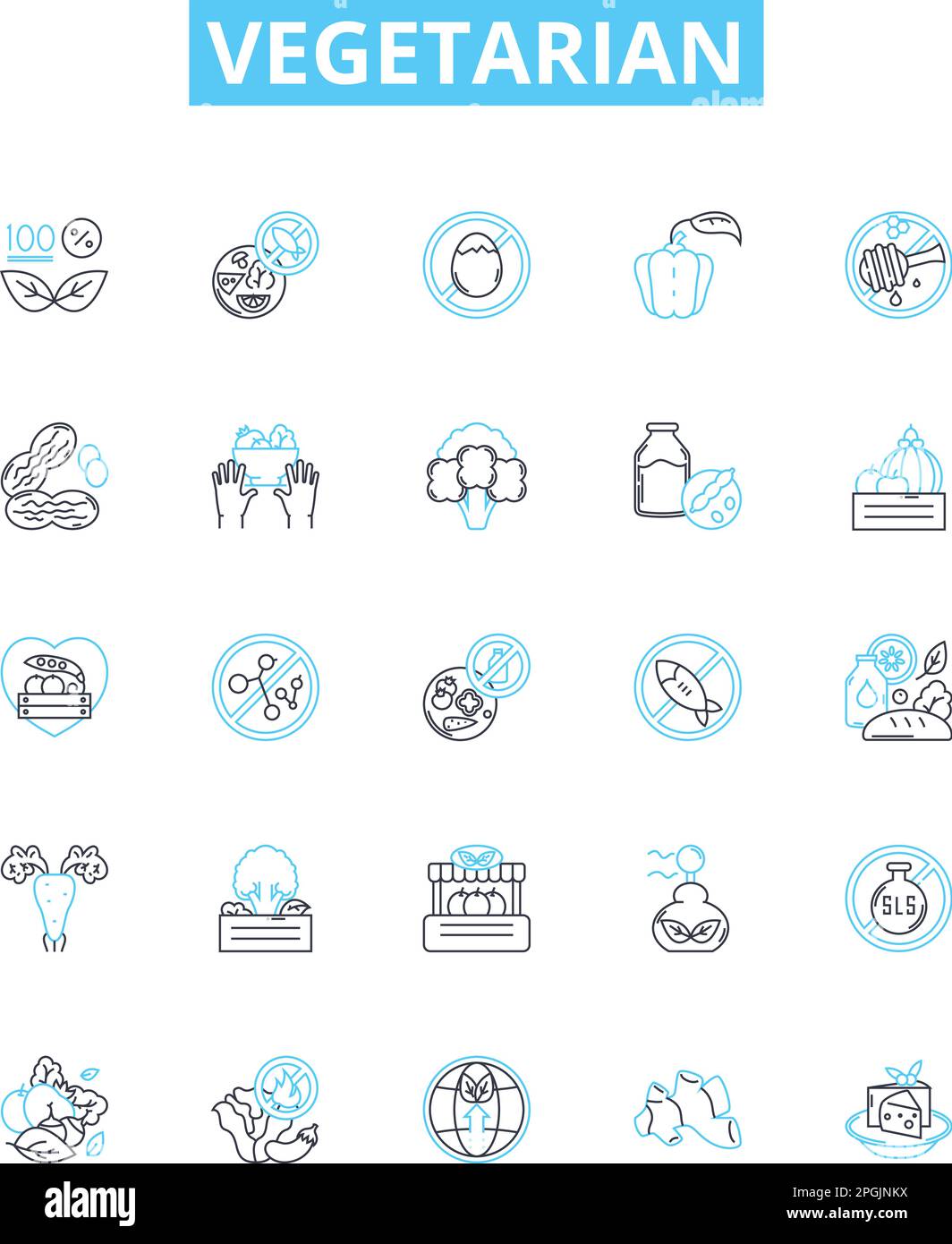 Vegetarian vector line icons set. Vegetarian, plant-based, green, plant ...