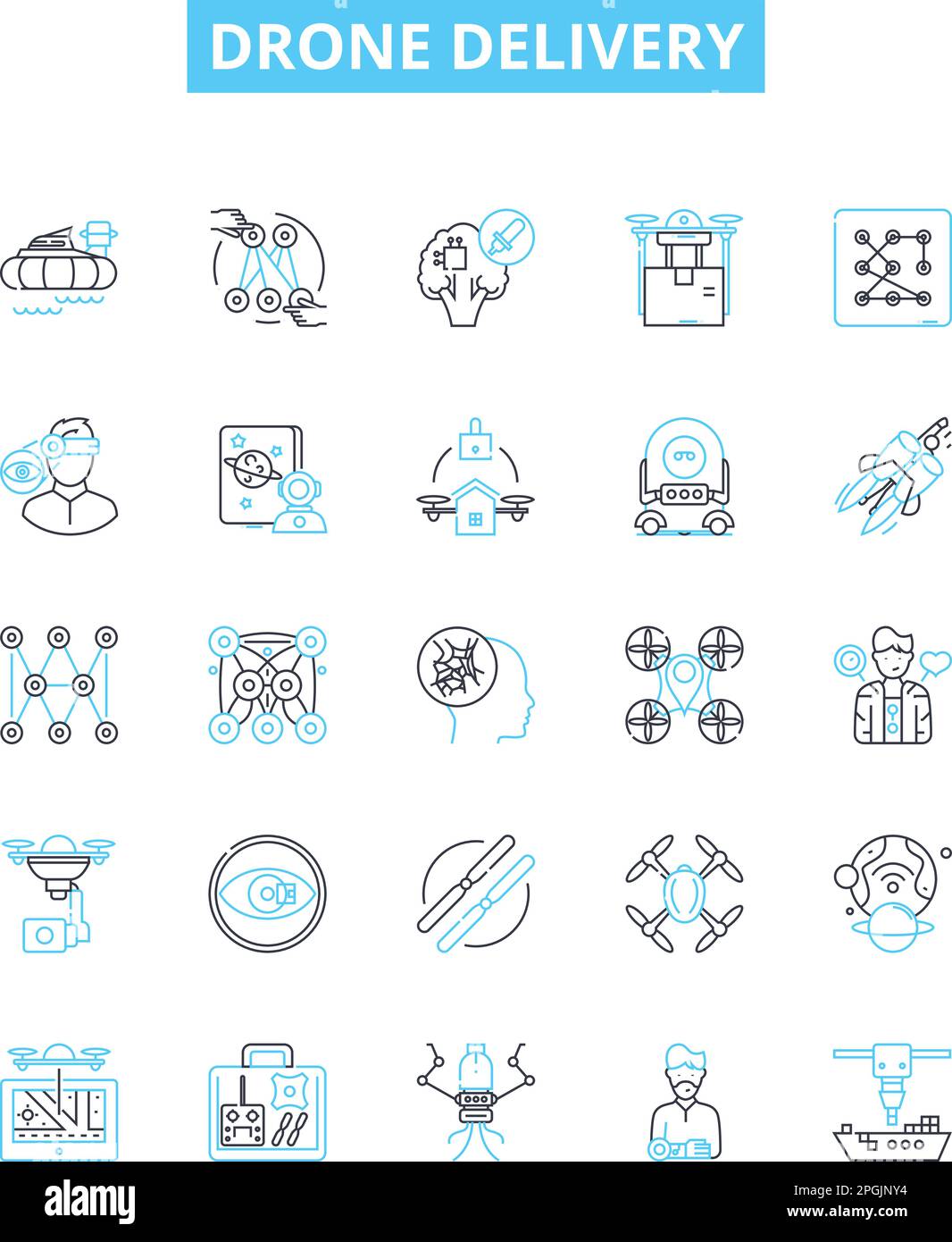 Drone delivery vector line icons set. Drone, Delivery, Aerial ... Drone delivery vector line icons set. Drone, Delivery, Aerial ...