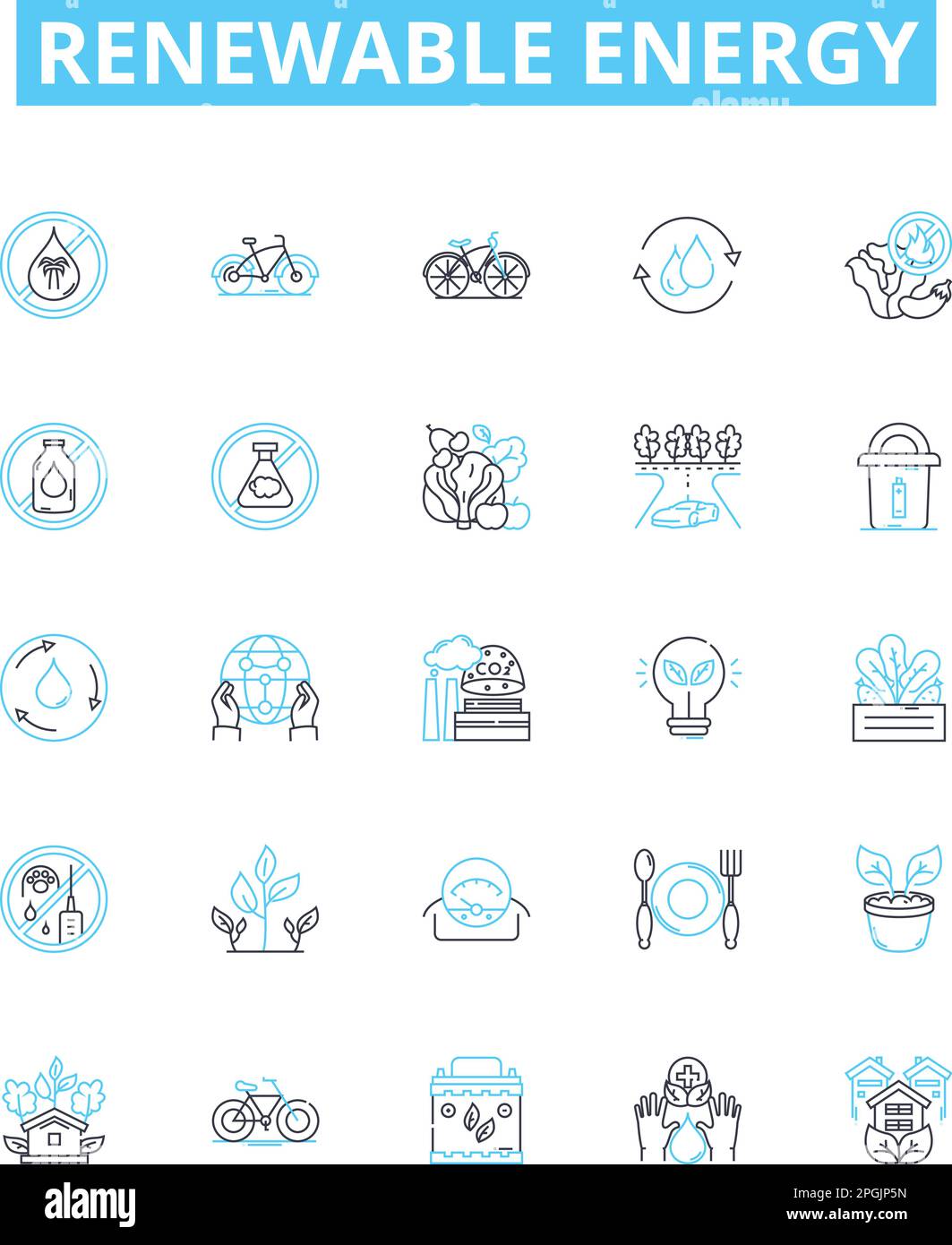 Renewable energy vector line icons set. Solar, Wind, Hydro, Biomass ...
