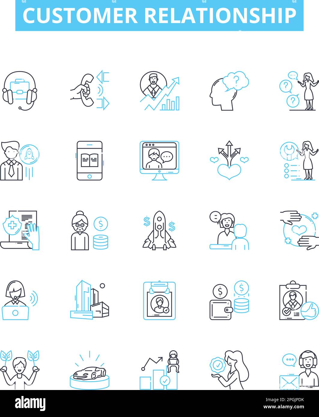 Customer Relationship Vector Line Icons Set Customer Relationship