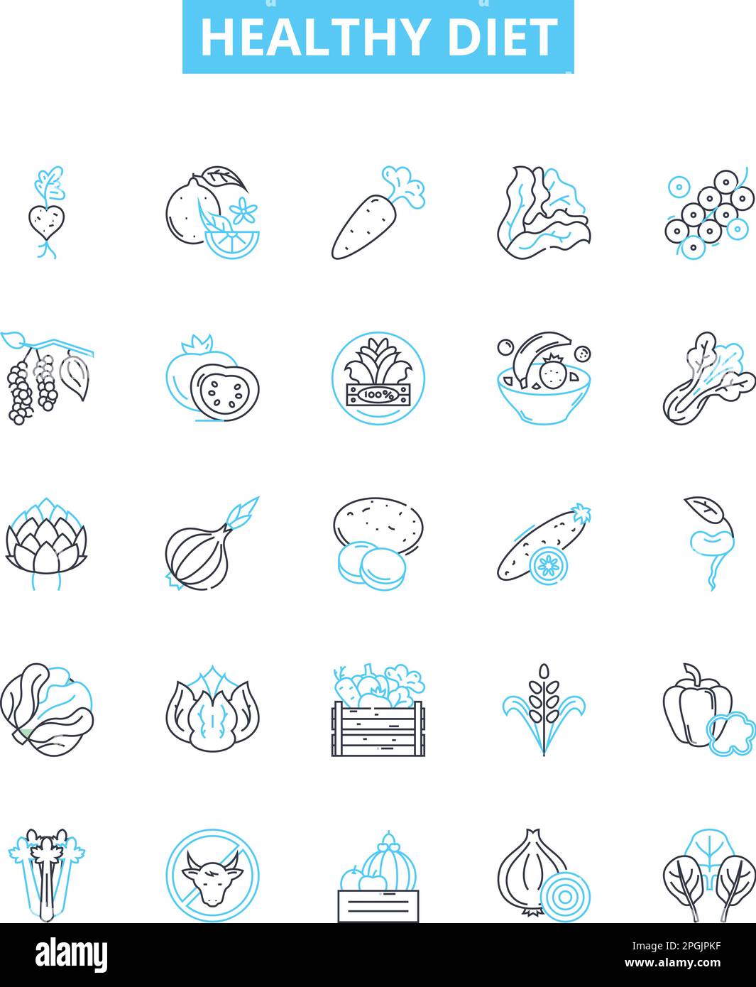 Healthy diet vector line icons set. Diet, Healthy, Nutrition, Fruits ...