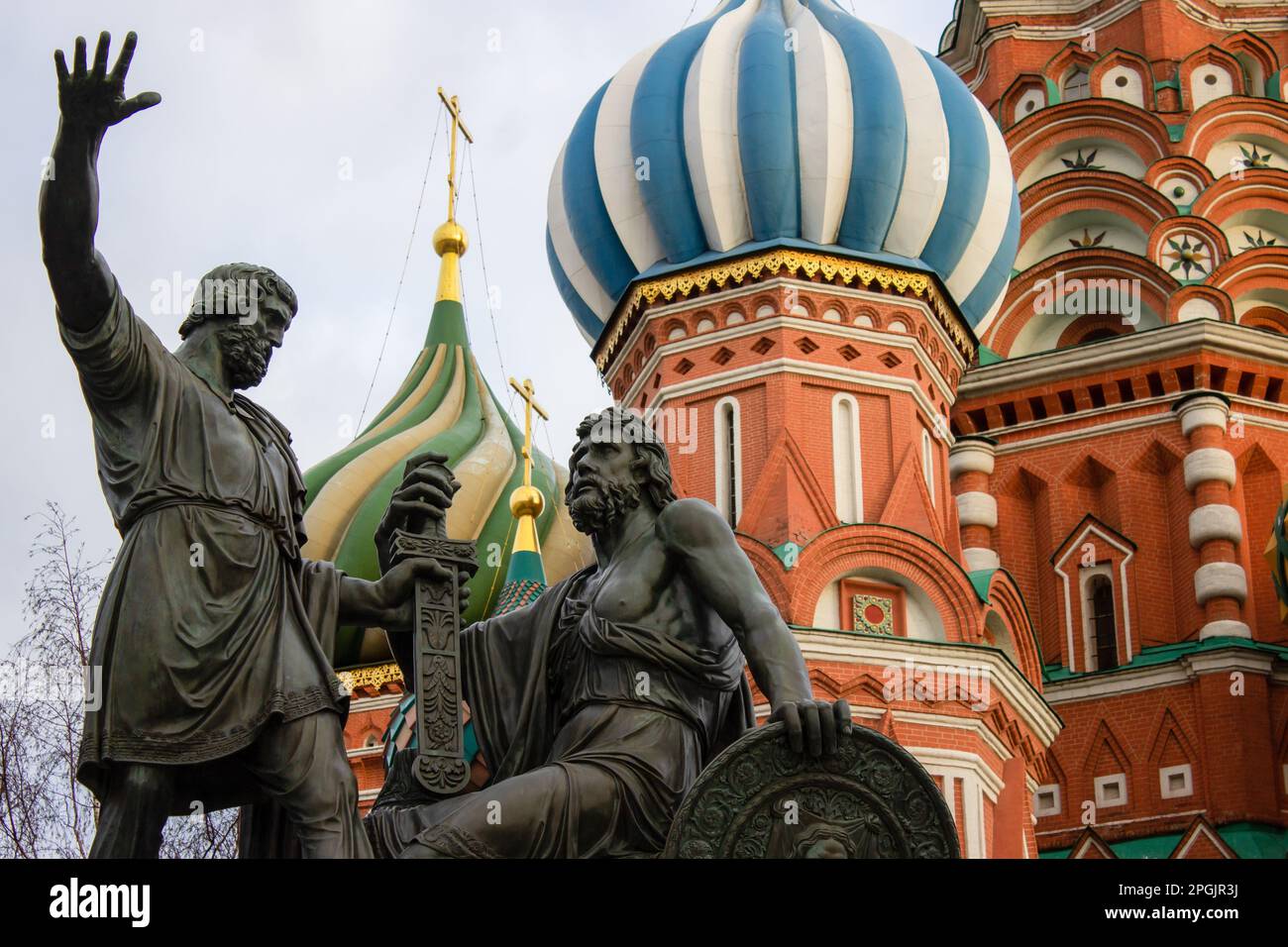 The Monument to Minin and Pozharsky is seen in front of Saint Basil's ...