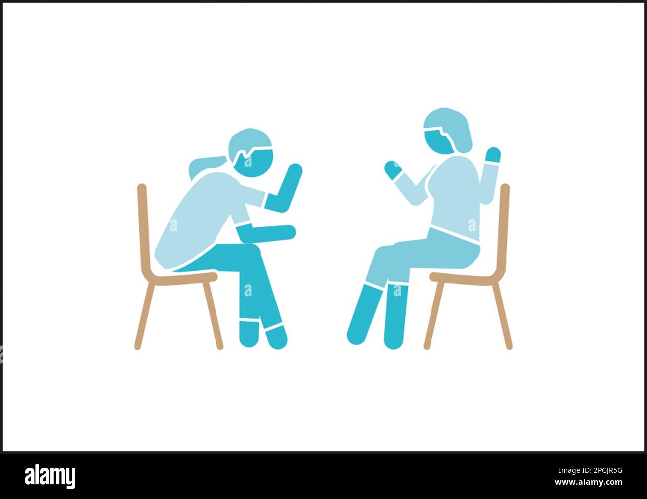 Two people sat down having a conversation Stock Photo - Alamy