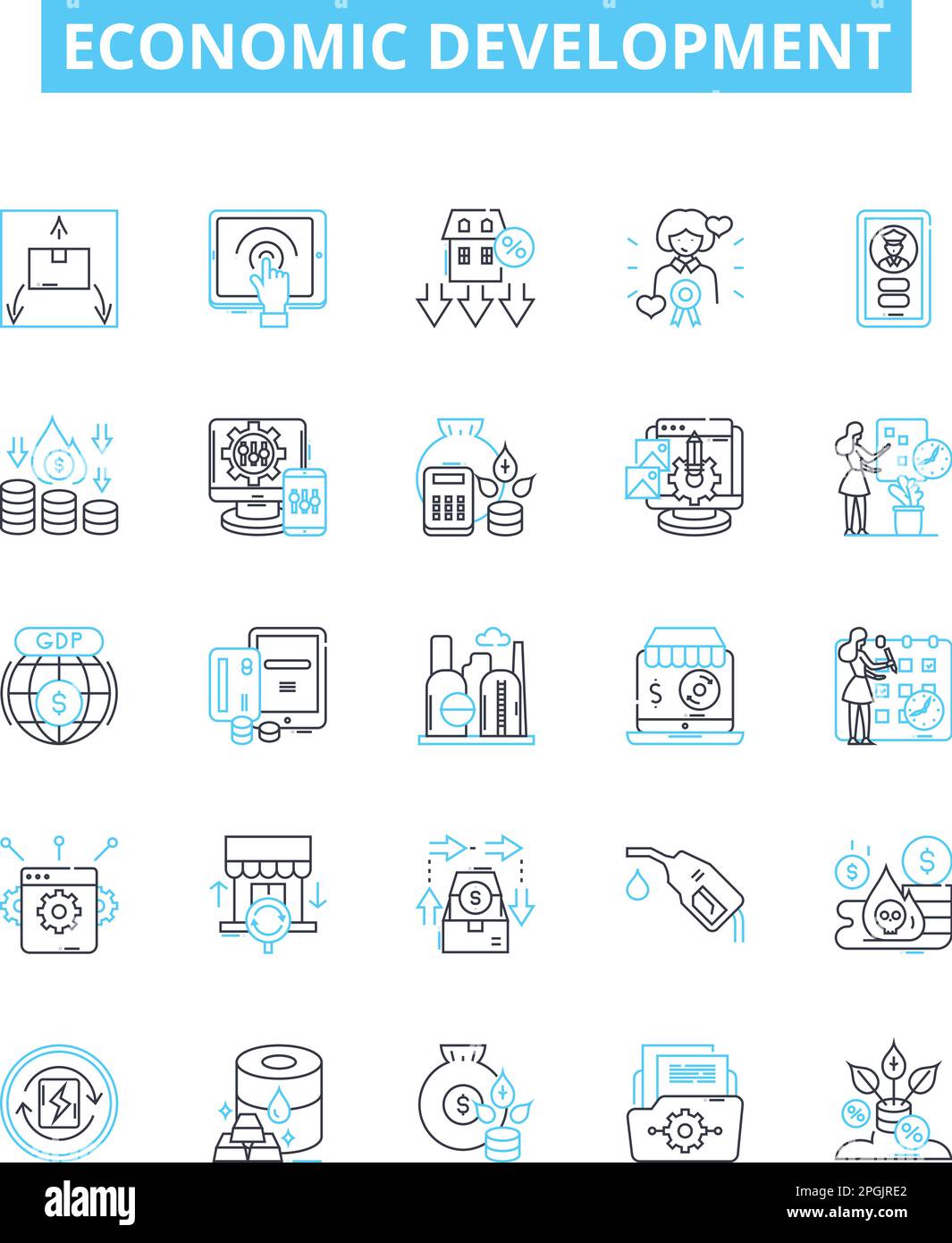 Economic development vector line icons set. Economy, Development ... Economic development vector line icons set. Economy, Development ...