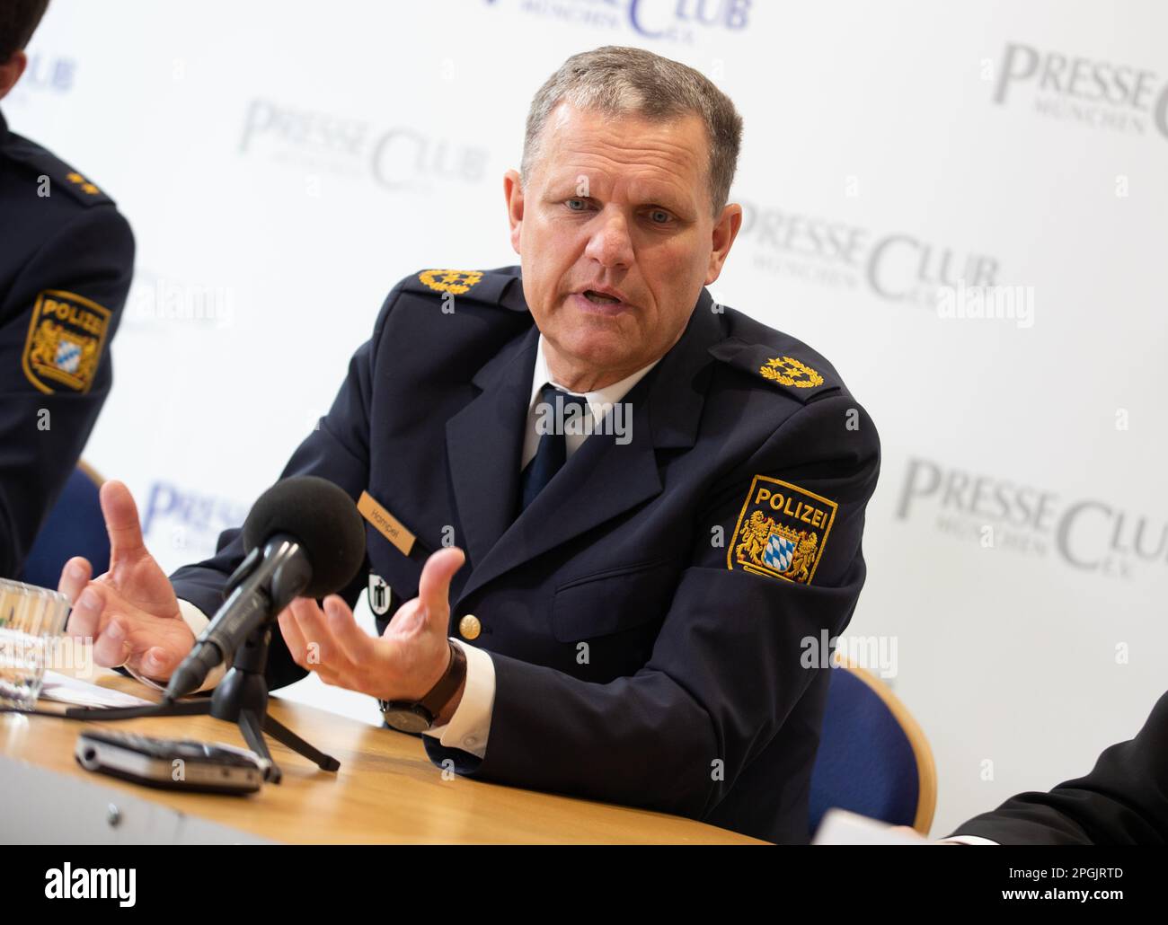 Munich Police president Thomas Hampel at a presser on March 23rd, 2023 ...