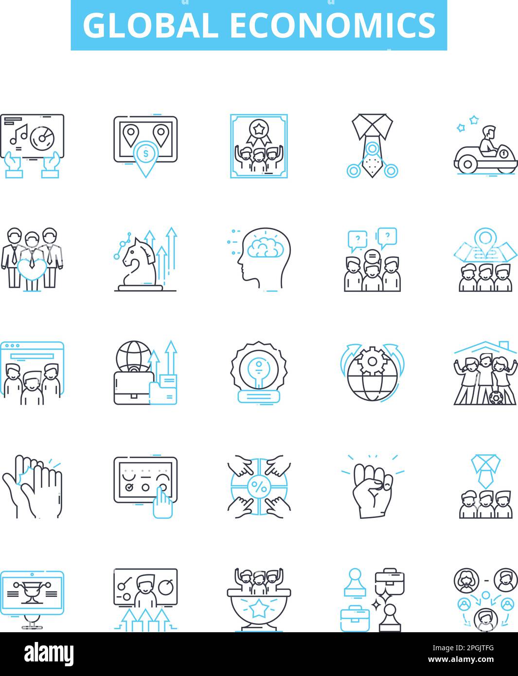 Global economics vector line icons set. Globalisation, Economics, International, Trade, Finance ...