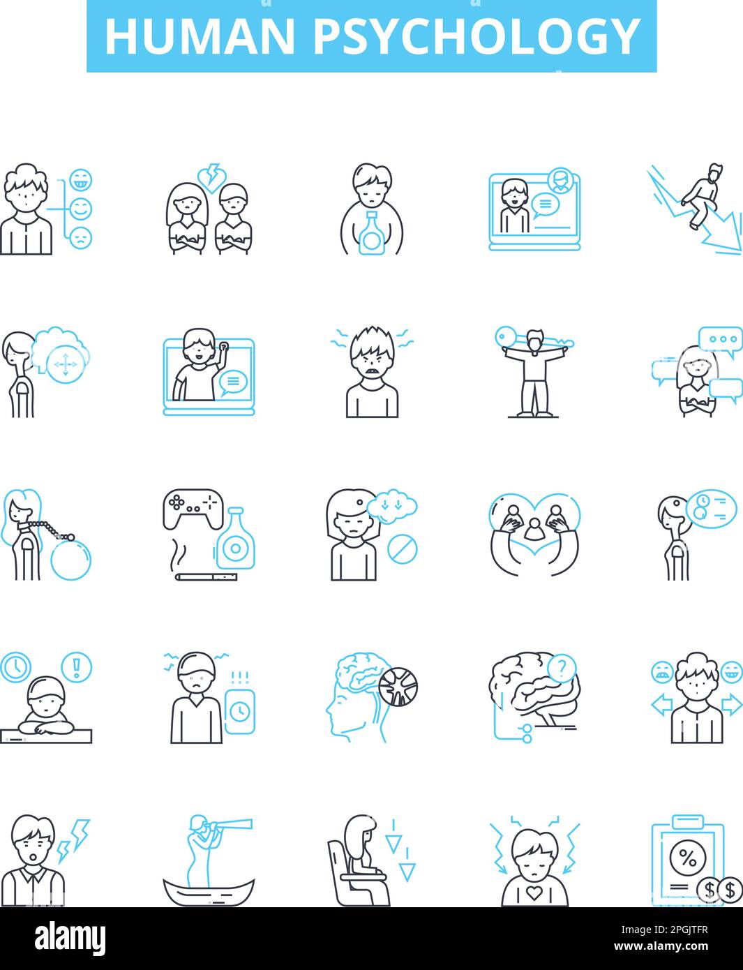 Human psychology vector line icons set. Personality, behavior ... Human psychology vector line icons set. Personality, behavior ...