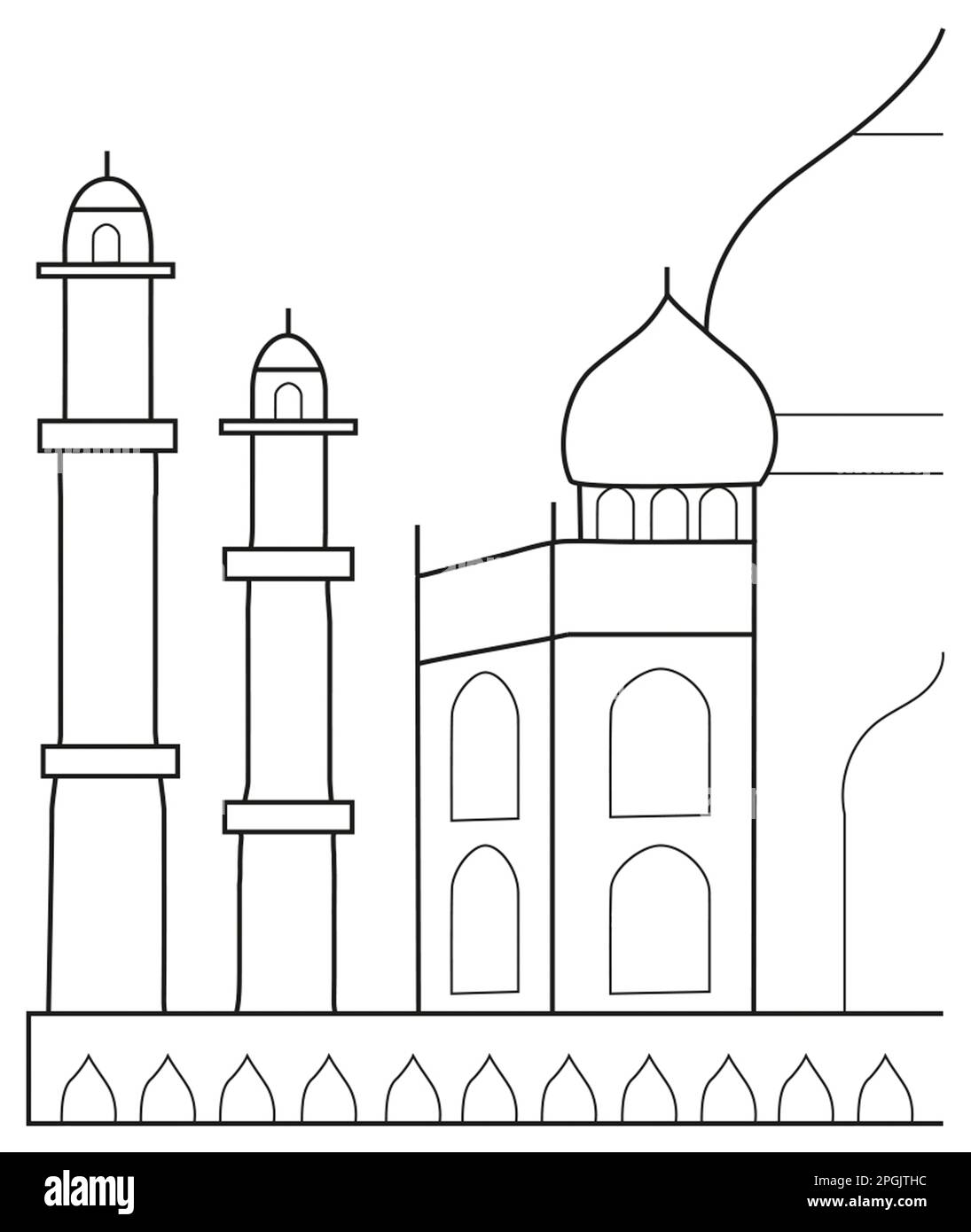 Black and white drawing taj hi-res stock photography and images - Alamy