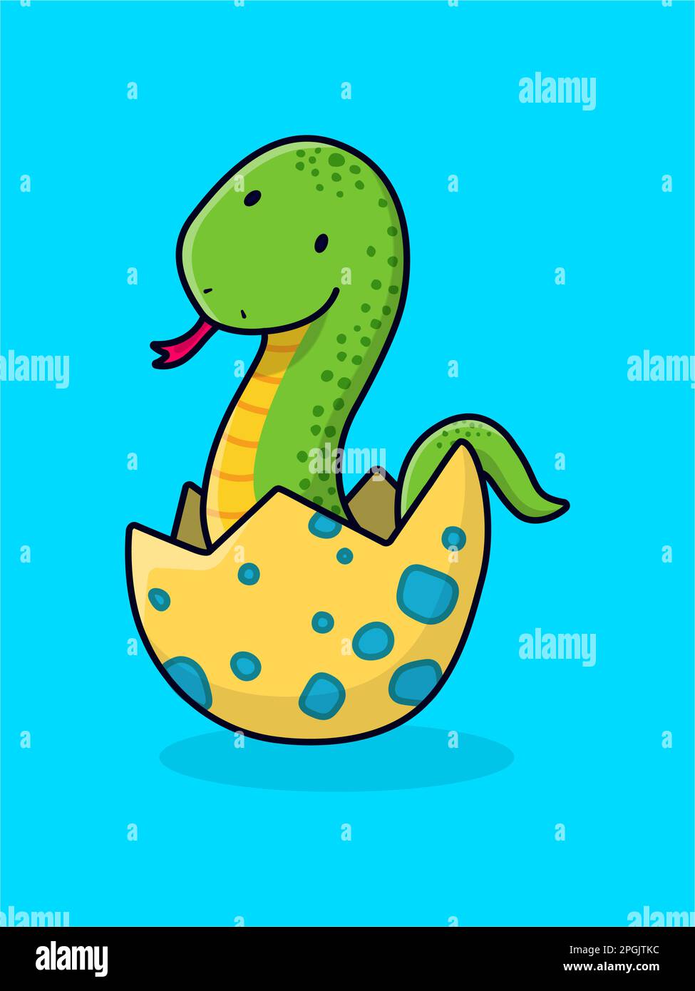 Newborn colorful snake character. Cute funny reptiles in an egg ...