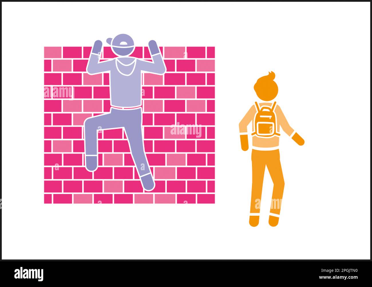 Boy climbing over wall hi-res stock photography and images - Alamy