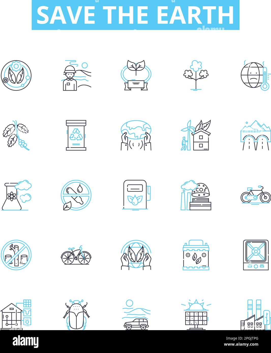 Save the earth vector line icons set. Preserve, Protect, Conserve ...
