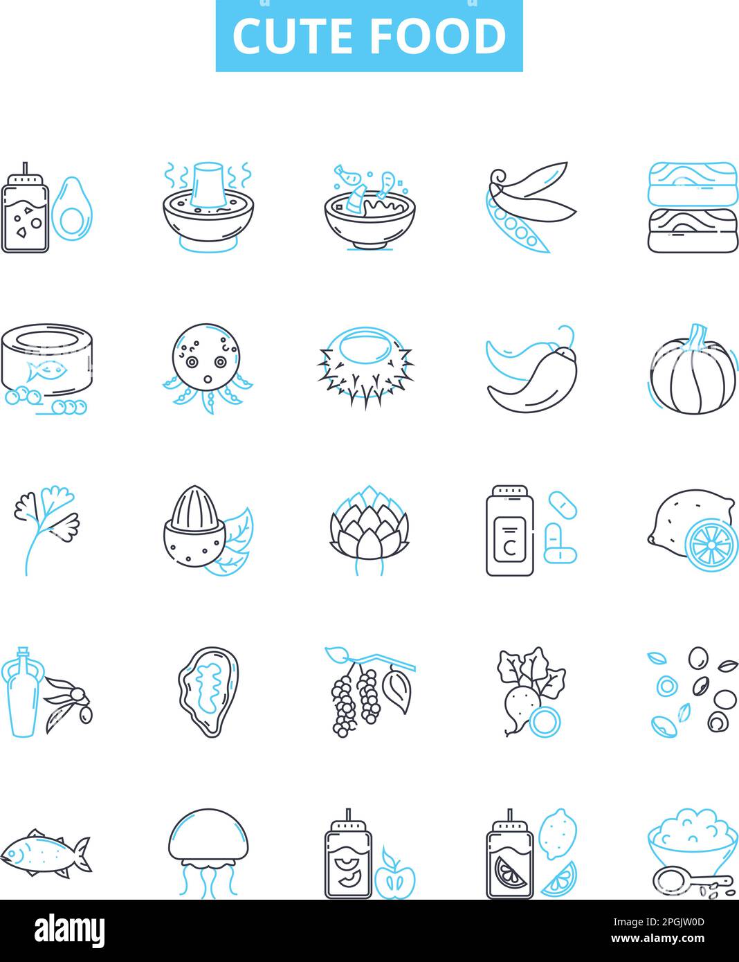 Cute food vector line icons set. Adorable, Cuddly, Darling, Delightful ...