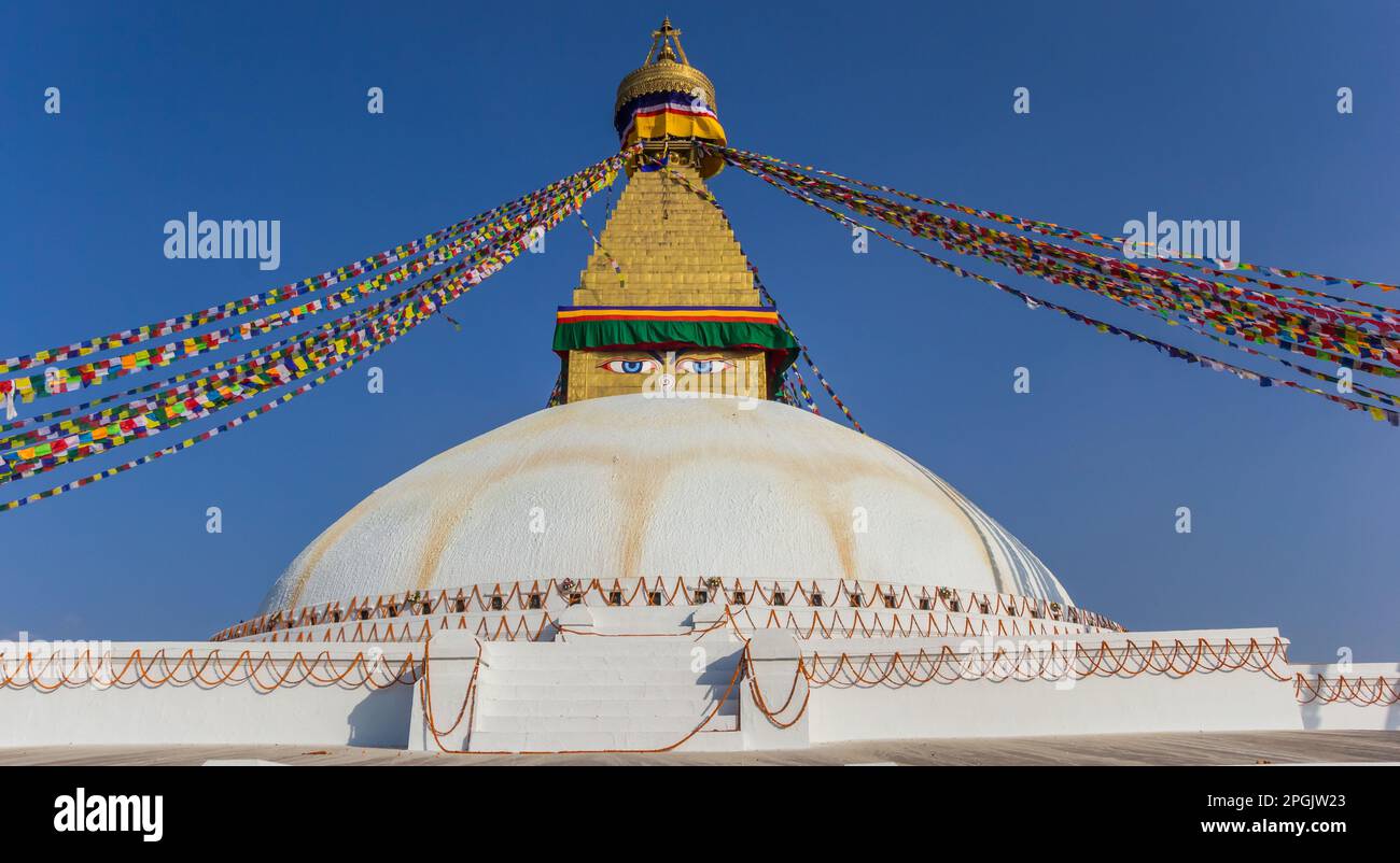 Front view of the historic Boudhanath stupa in Kathmandu, Nepal Stock ...