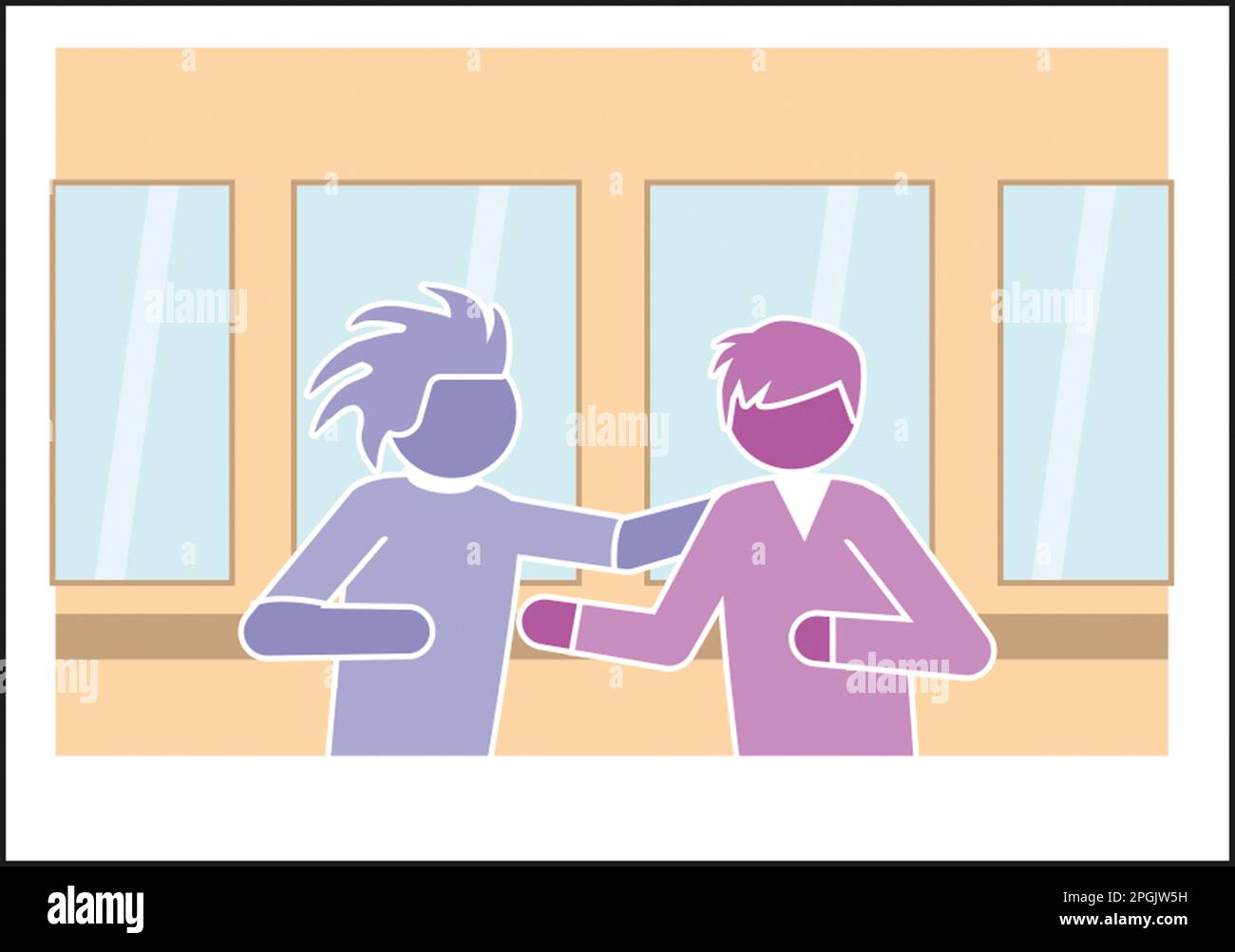 Talking by windows Stock Photo - Alamy