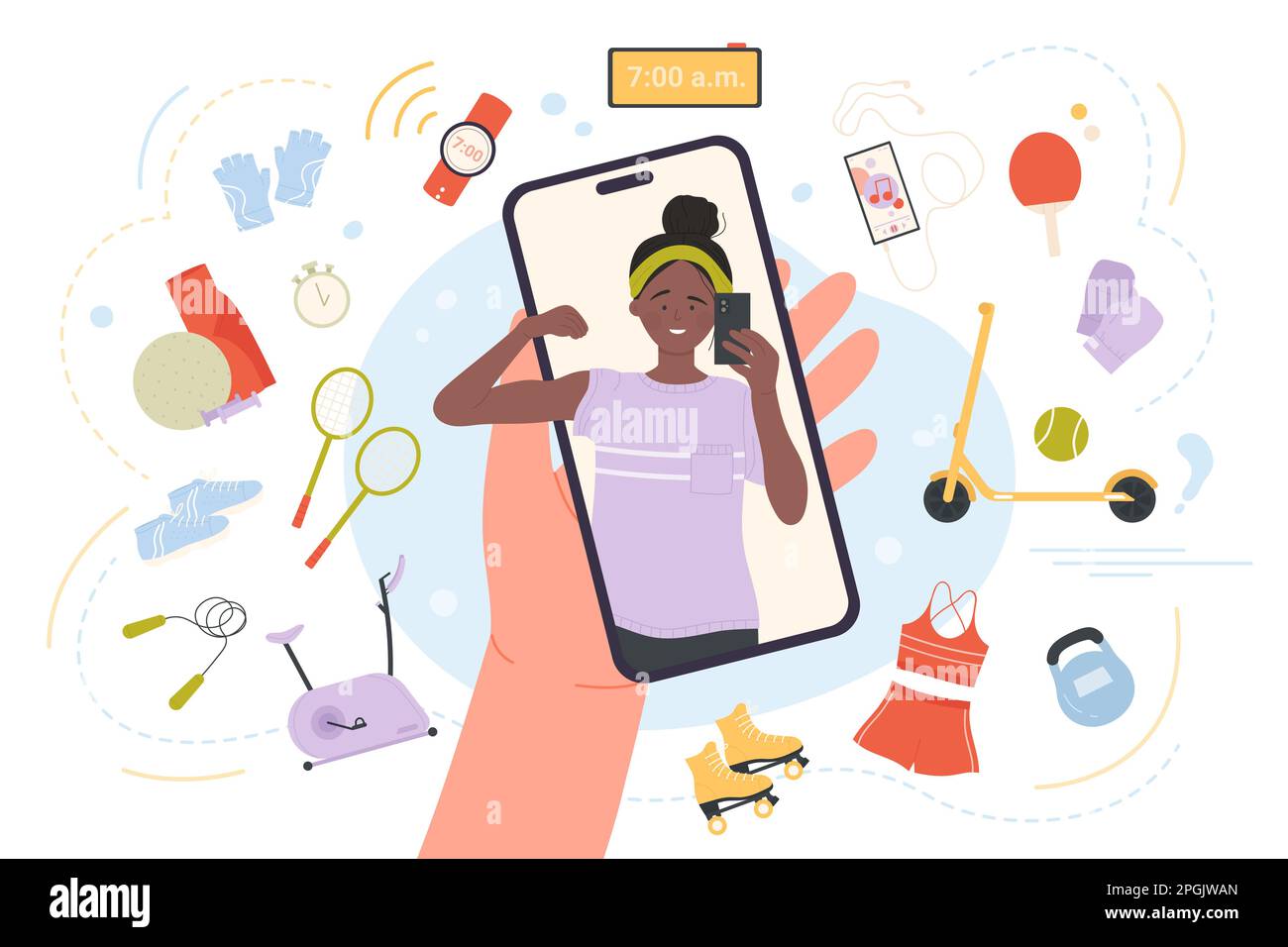 Mobile app for healthy lifestyle and sports workouts vector ...