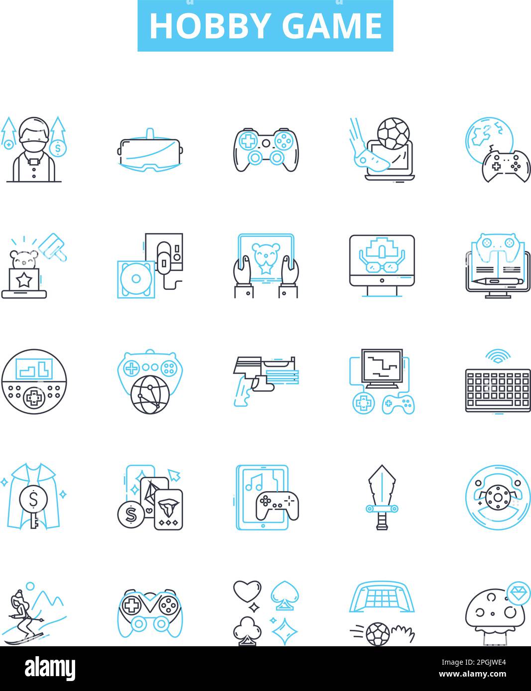 Hobby game vector line icons set. Gaming, Tabletop, Role-Playing ...