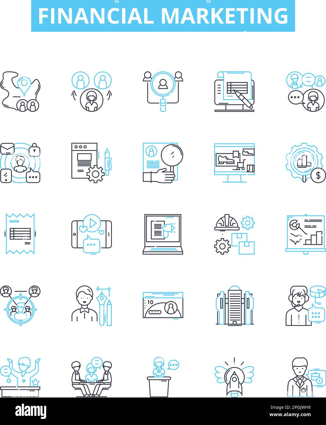 Financial marketing vector line icons set. Finance, Marketing, Money ...