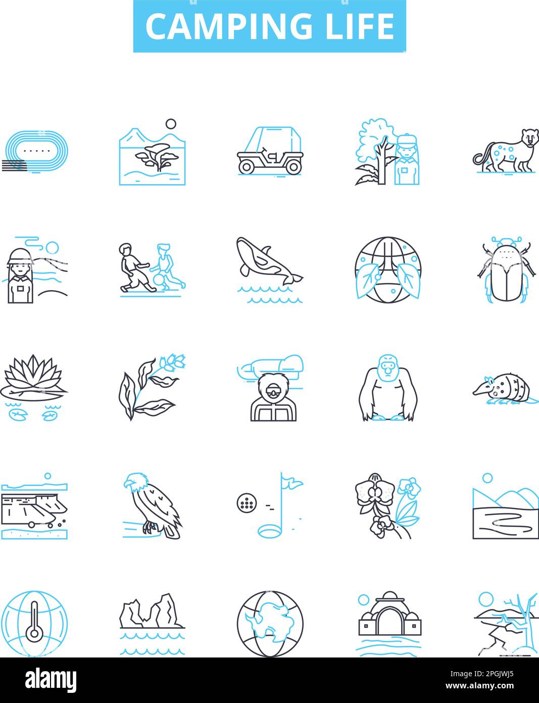 Camping life vector line icons set. Camping, Life, Outdoors, Tent ...