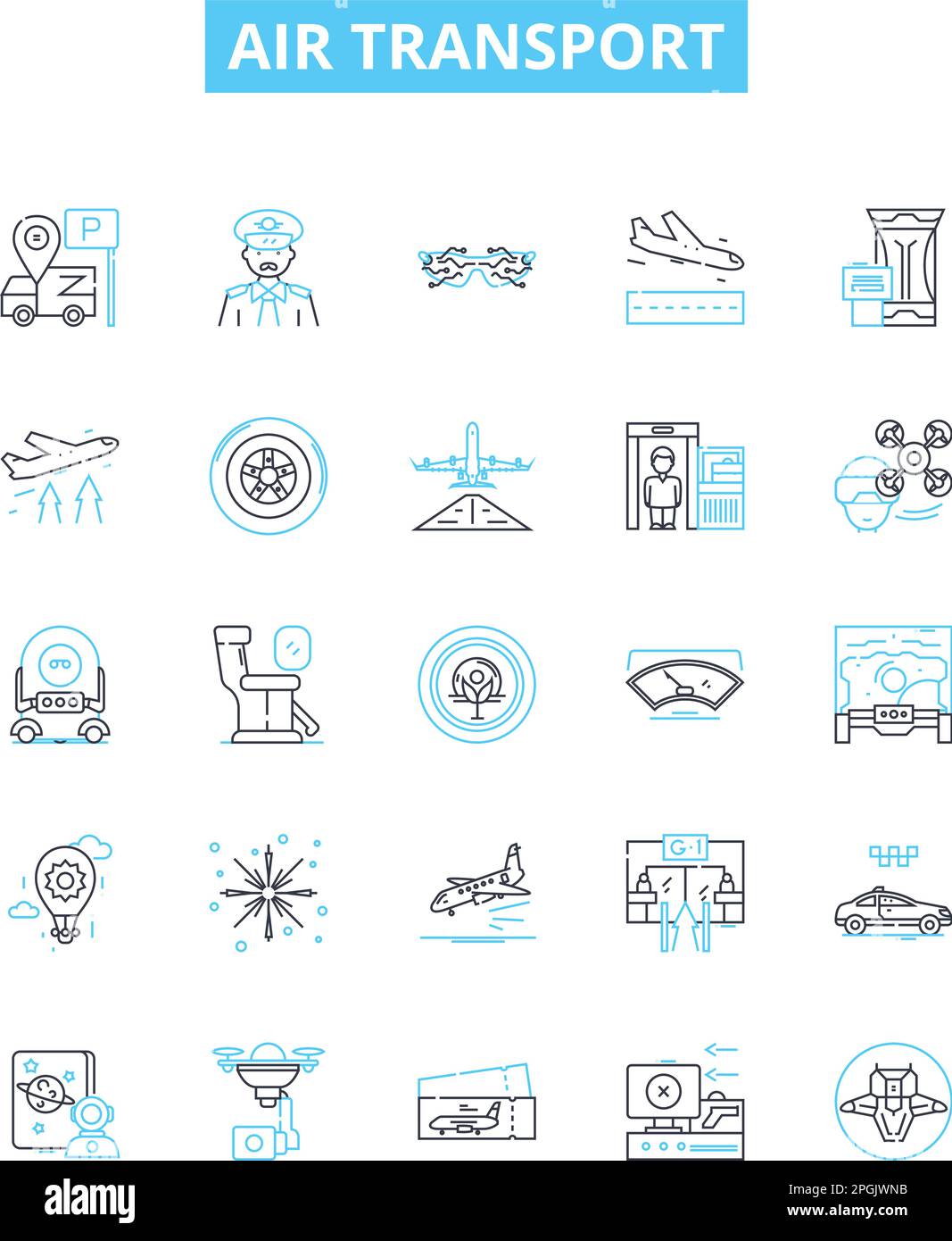 Air transport vector line icons set. Aviation, Airlines, Airway ...
