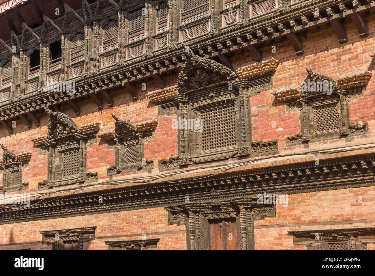 Decorated windows of the 55 Windows Palace at Durbar Square of ...