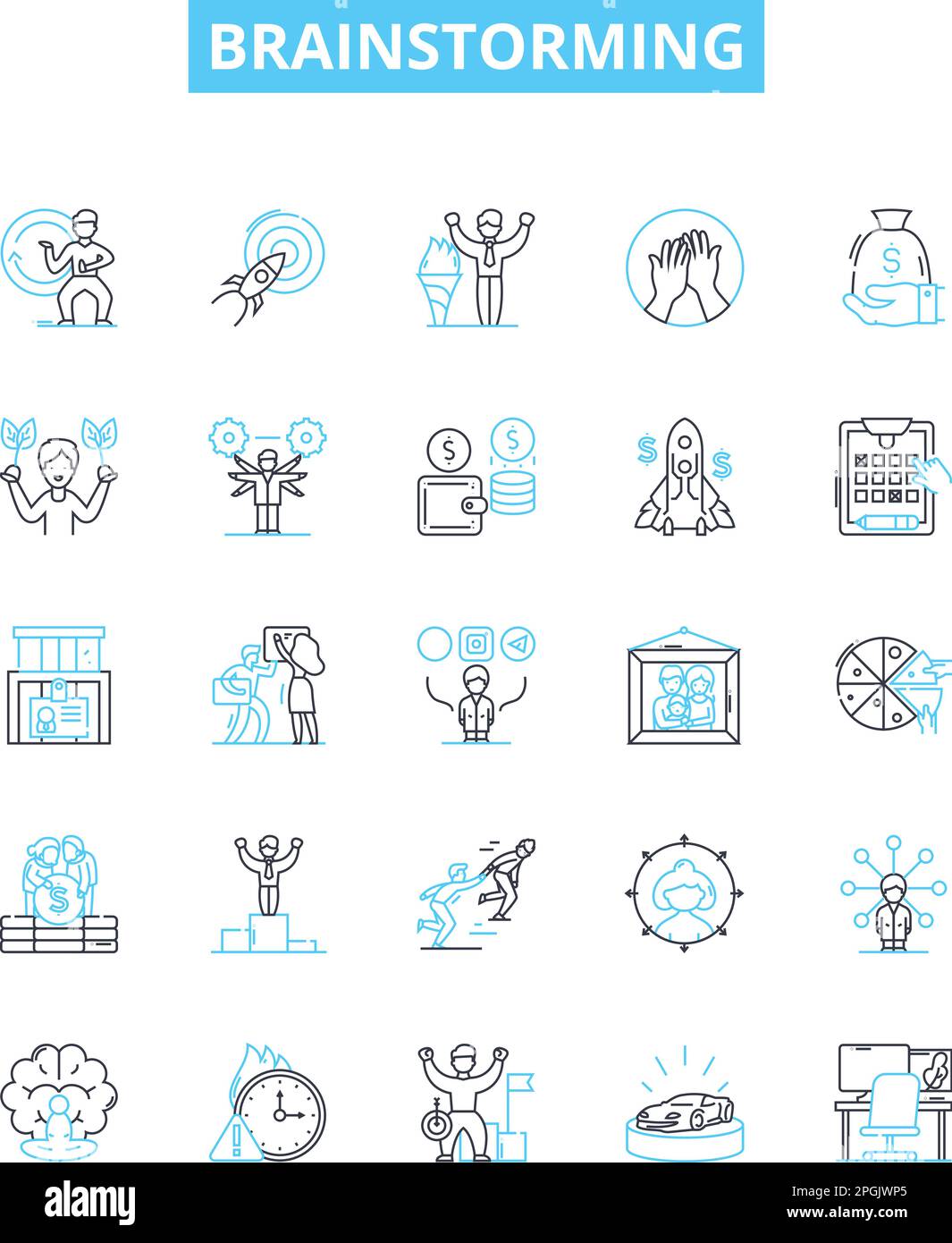 Brainstorming vector line icons set. Ideating, Brainstorming ... Brainstorming vector line icons set. Ideating, Brainstorming ...