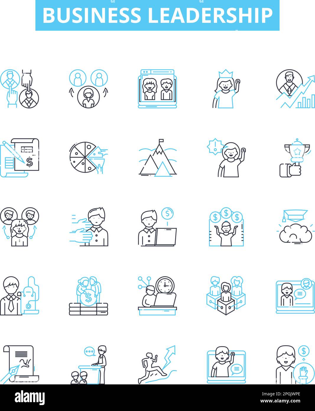 Business Leadership vector line icons set. Management, Strategy ...