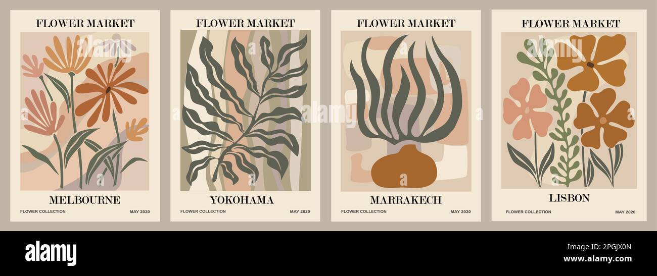 Set of abstract flower posters vector illustration Stock Vector Image ...