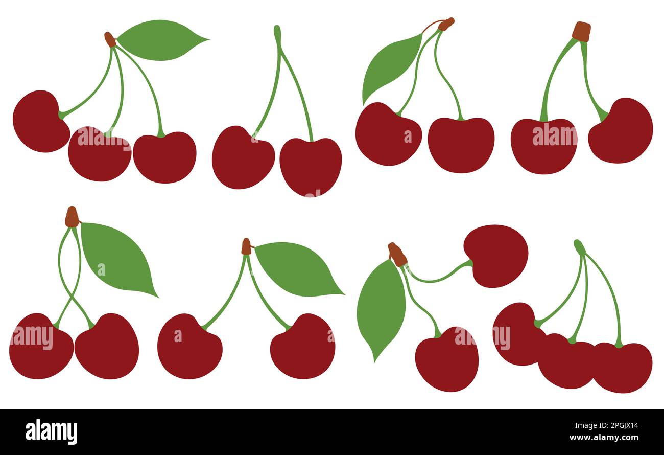 Set of different cherries isolated on white Stock Vector Image & Art ...