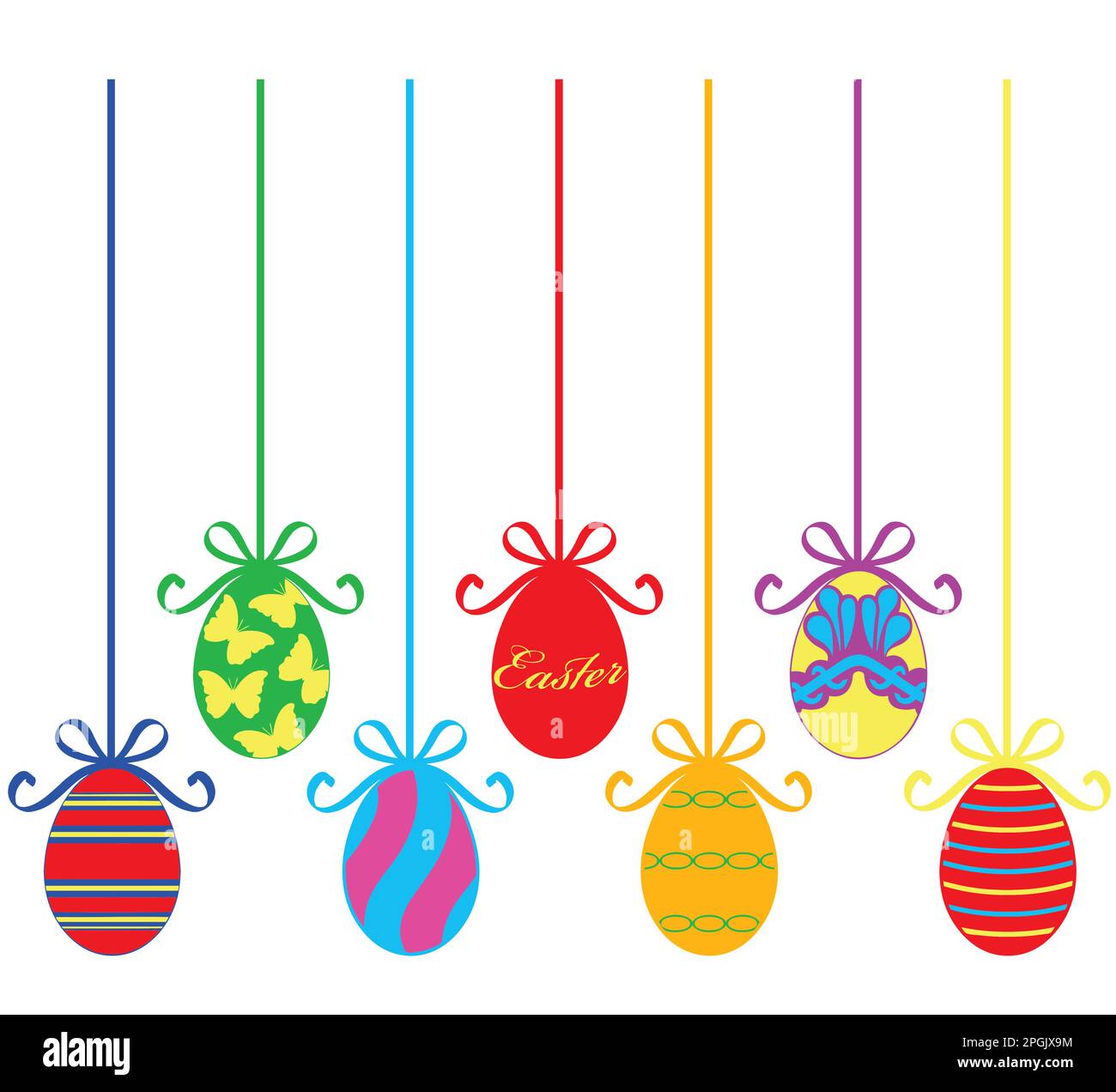 Illustration of different hanging Easter egg decorations isolated on ...