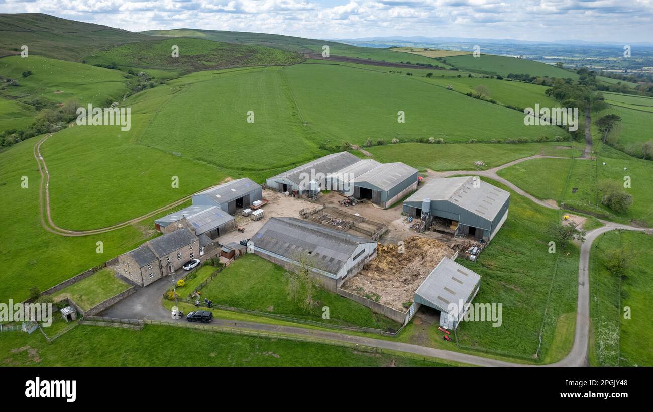 Modern hill farm on the edge of the Pennines at the top of the Eden ...