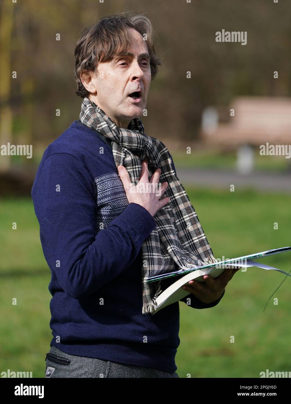 Poet Alec Finlay speaking after a minute's silence at Scotland's Covid ...