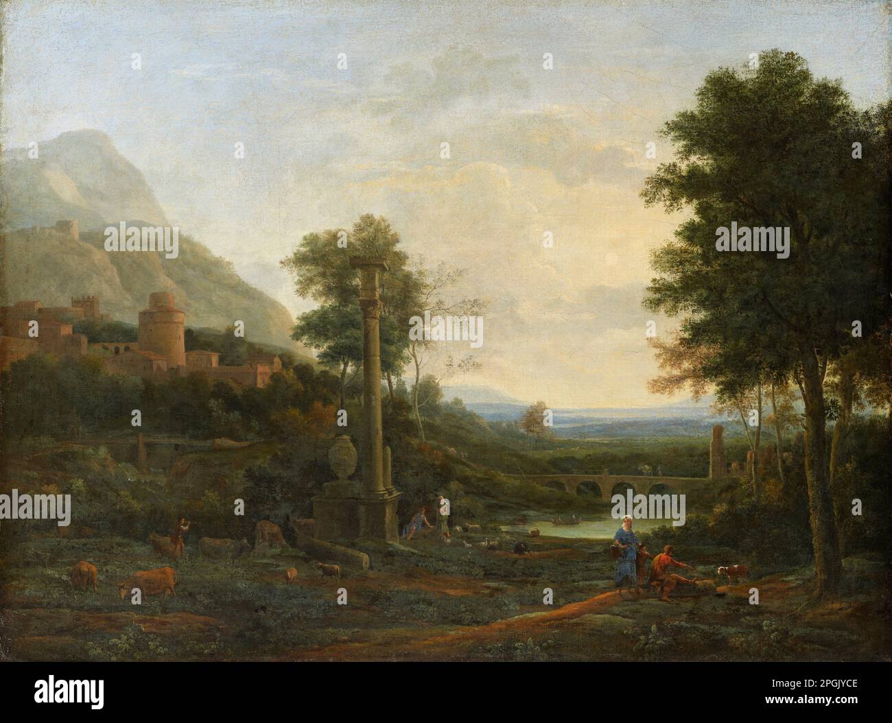 Landscape with a Column and Figures 17th century by Claude Lorrain ...