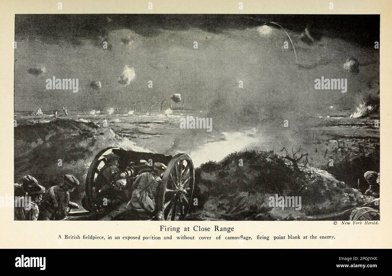 Firing at close range A British gun in an exposed position and with no ...