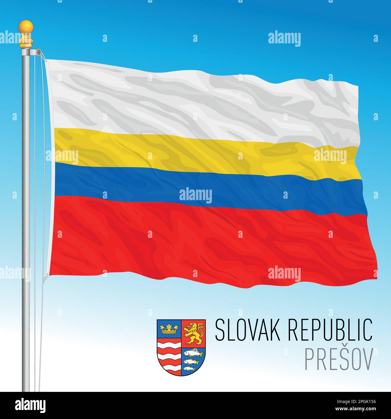 Slovakia, Region of Presov flag and coat of arms, vector illustration ...