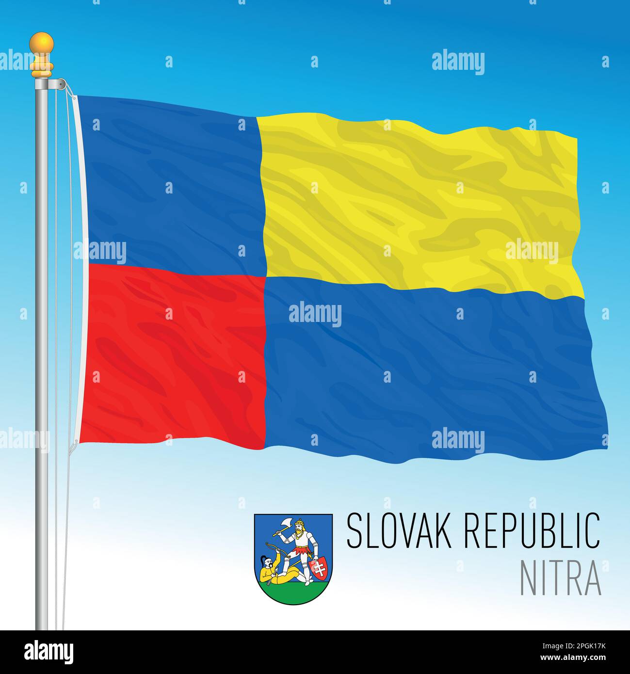 Slovakia, Region of Nitra flag and coat of arms, vector illustration ...
