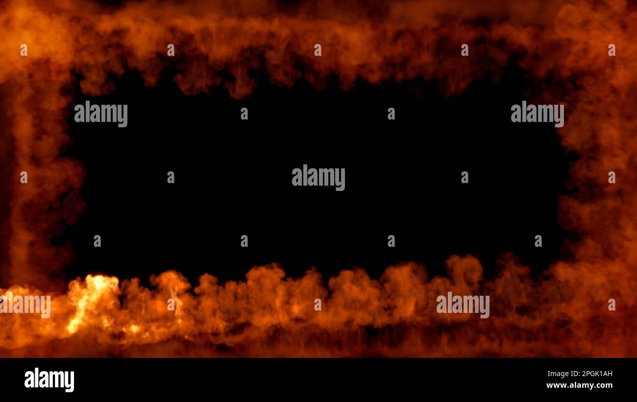 Square blazing screen frame of blazing fire trails, isolated - object ...
