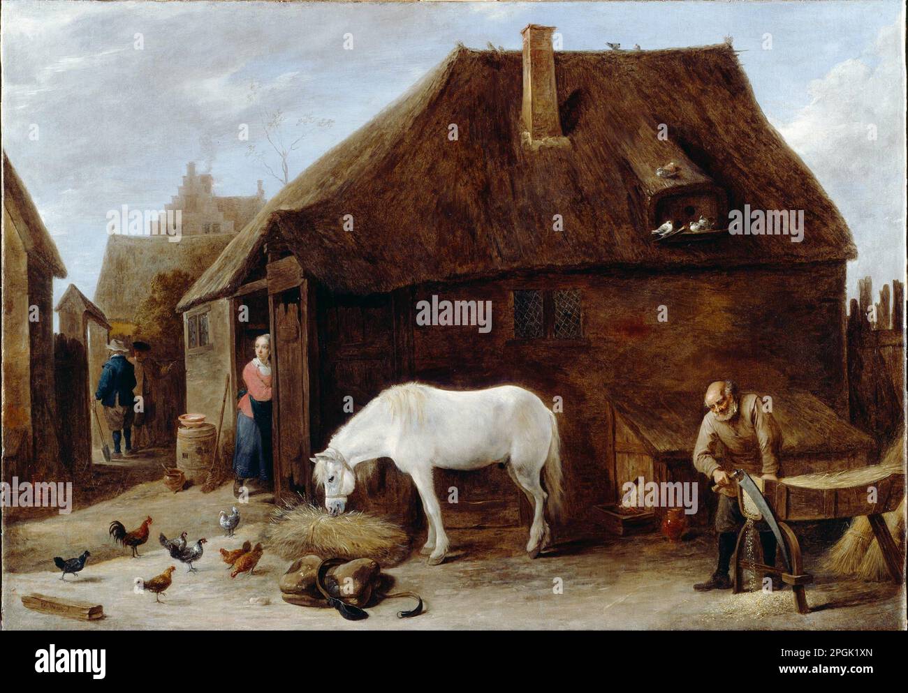 The Chaff-cutter before 1690 by David Teniers the Younger Stock Photo ...