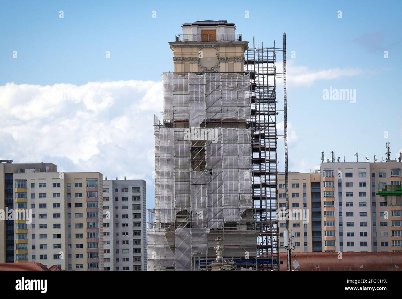 Potsdam, Germany. 23rd Mar, 2023. The tower of the Garrison Church can ...