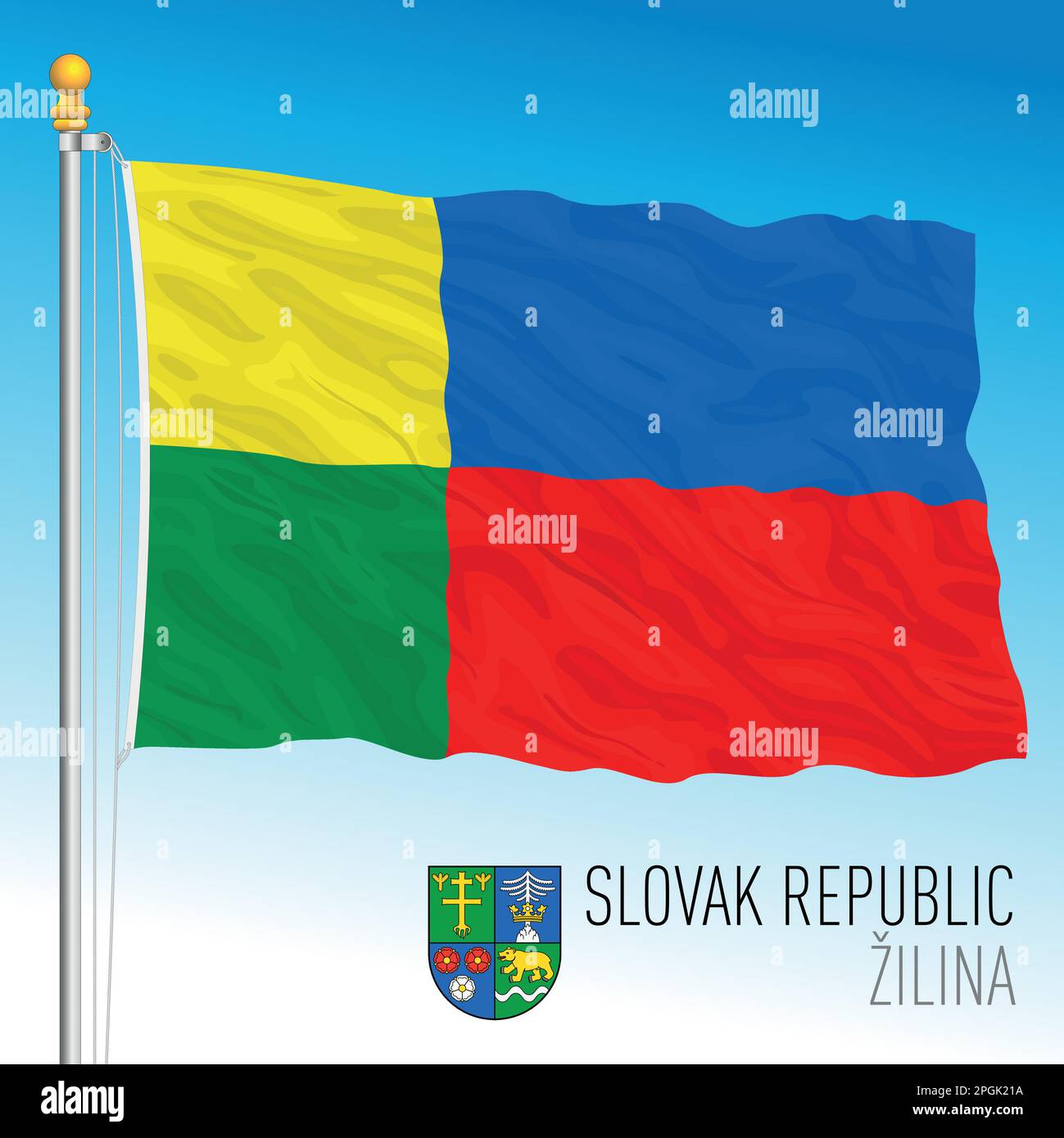 Slovakia, Region of Zilina flag and coat of arms, vector illustration ...