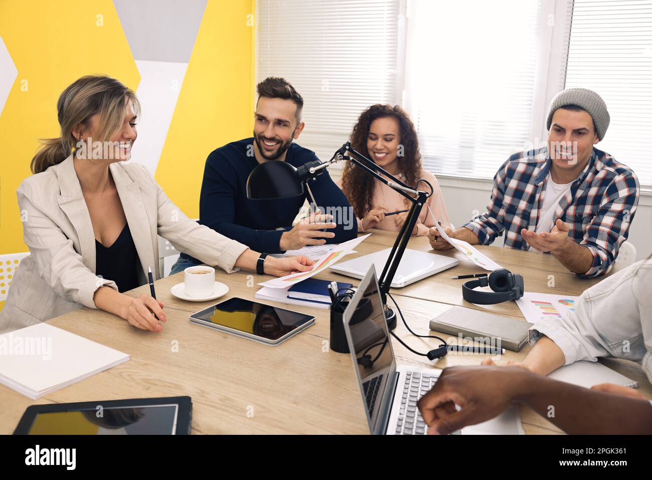 Team of employees working together in office. Startup project Stock ...