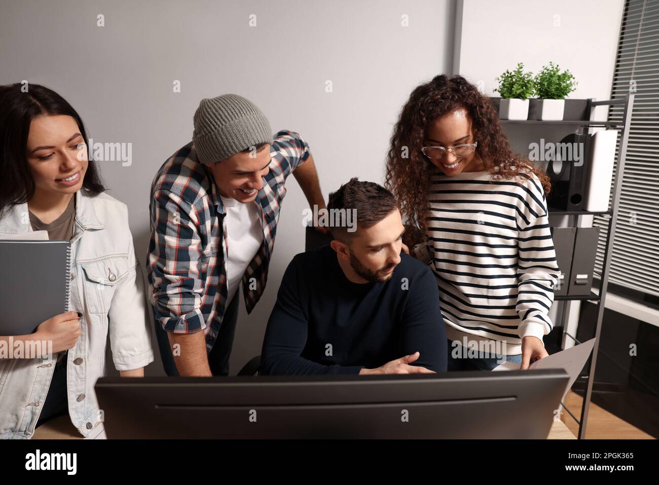Team of employees working together in office. Startup project Stock ...