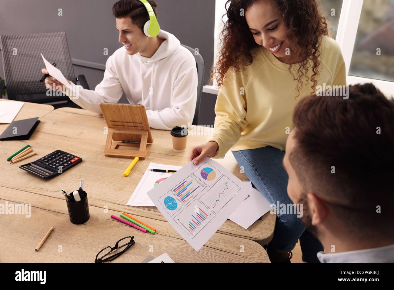 Team of employees working together in office. Startup project Stock ...