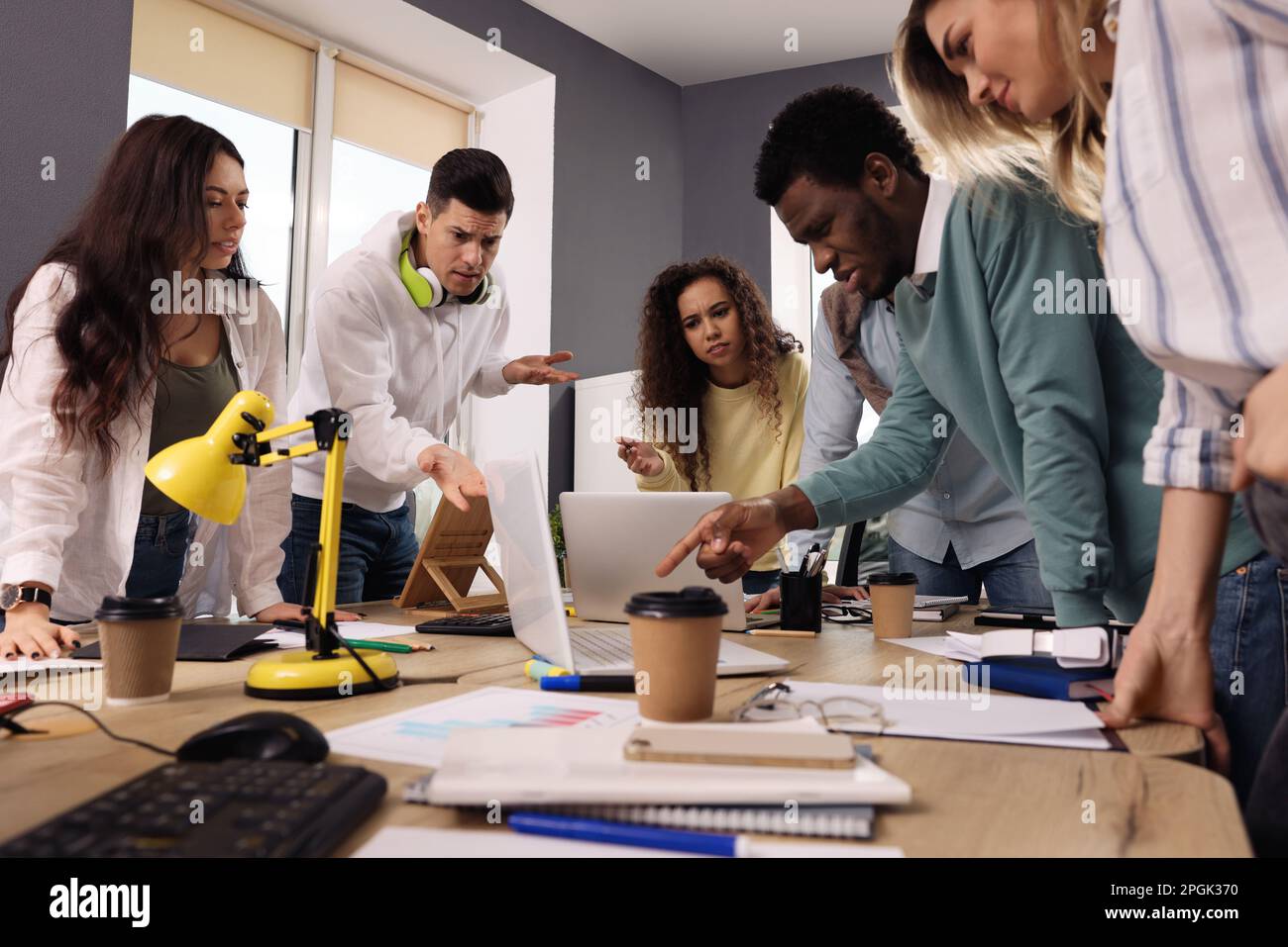 Team of employees working together in office. Startup project Stock ...