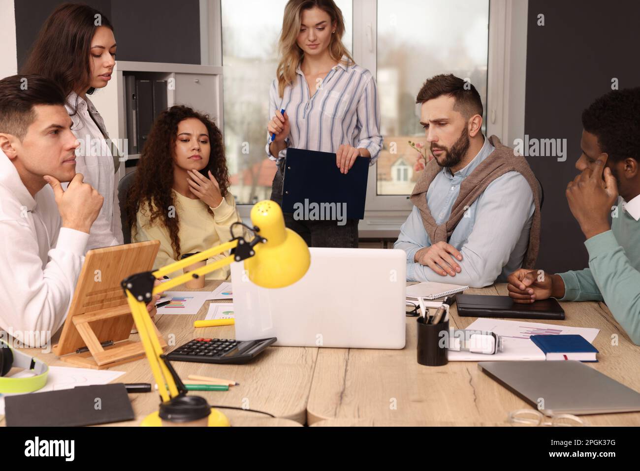 Team of employees working together in office. Startup project Stock ...