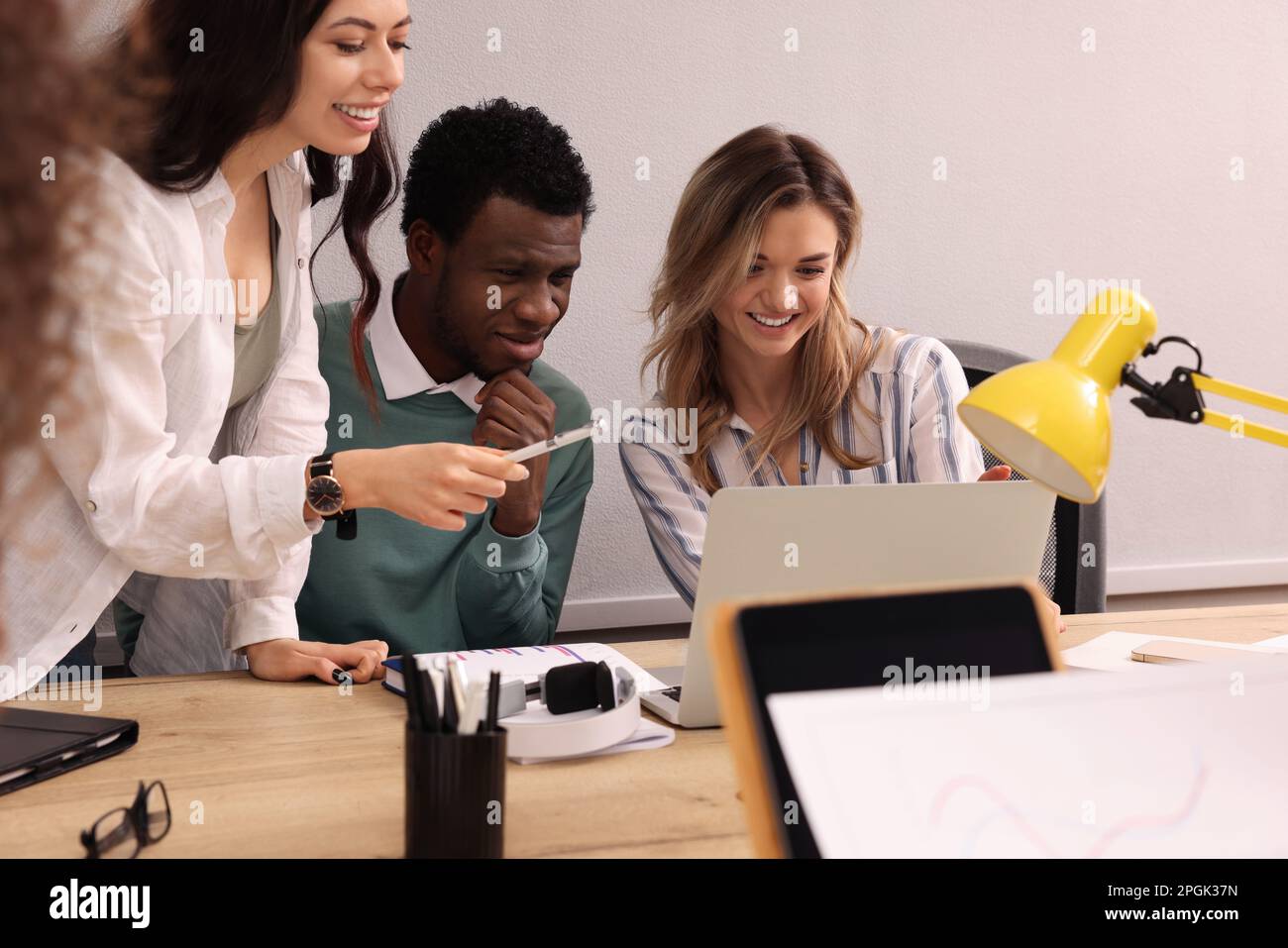 Team of employees working together in office. Startup project Stock ...