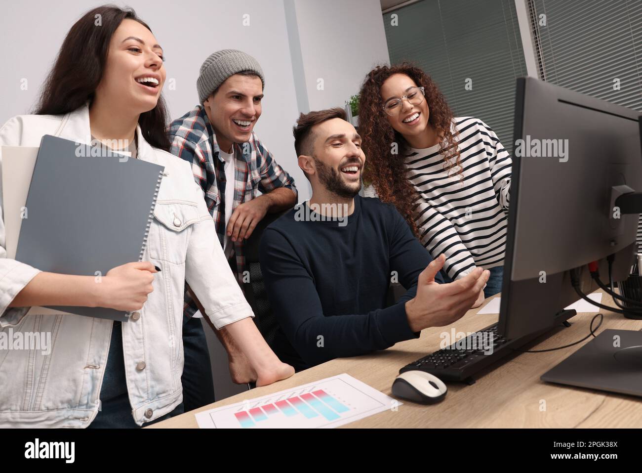 Team of employees working together in office. Startup project Stock ...
