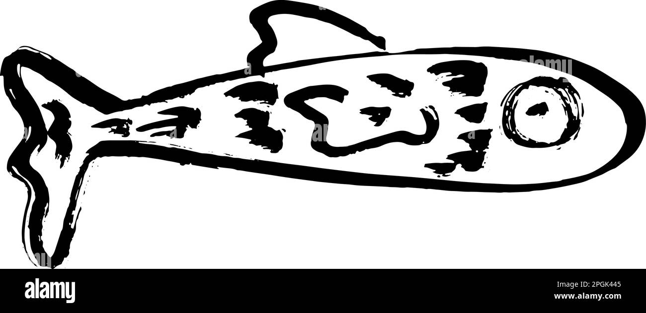 Artwork Dry Brush Ink Fish Print Stock Vector Image & Art - Alamy