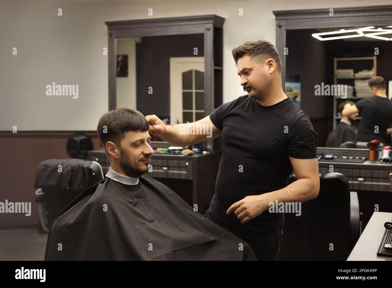 Professional hairdresser making stylish hi-res stock photography and ...