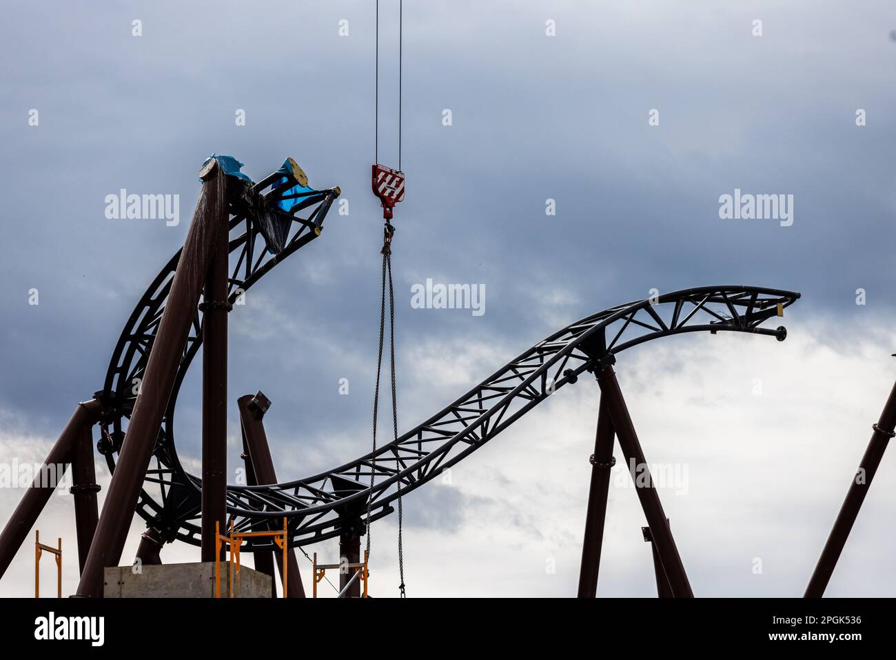 Rust, Germany. 23rd Mar, 2023. Steel parts are seen at the construction ...